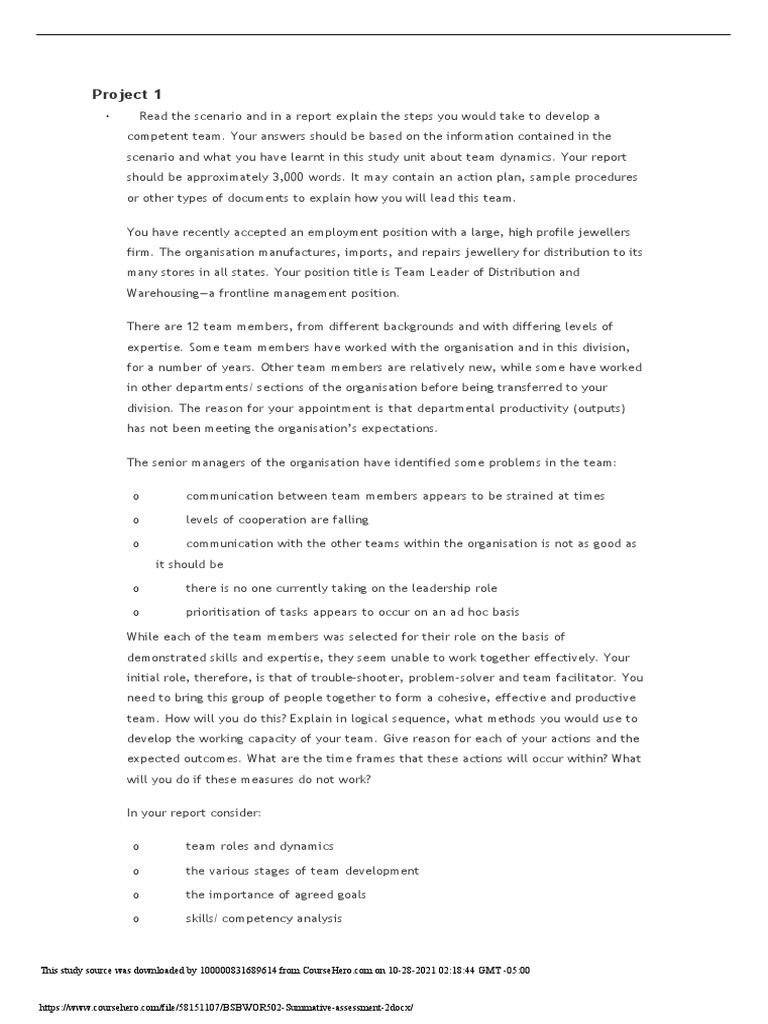 BSBWOR502 Summative Assessment 2 | PDF | Communication | Goal