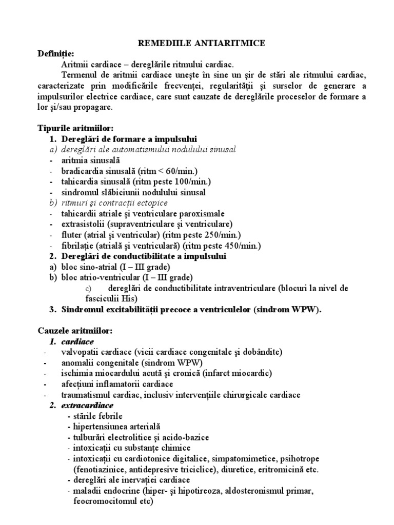 Remediile Antiaritmice | PDF