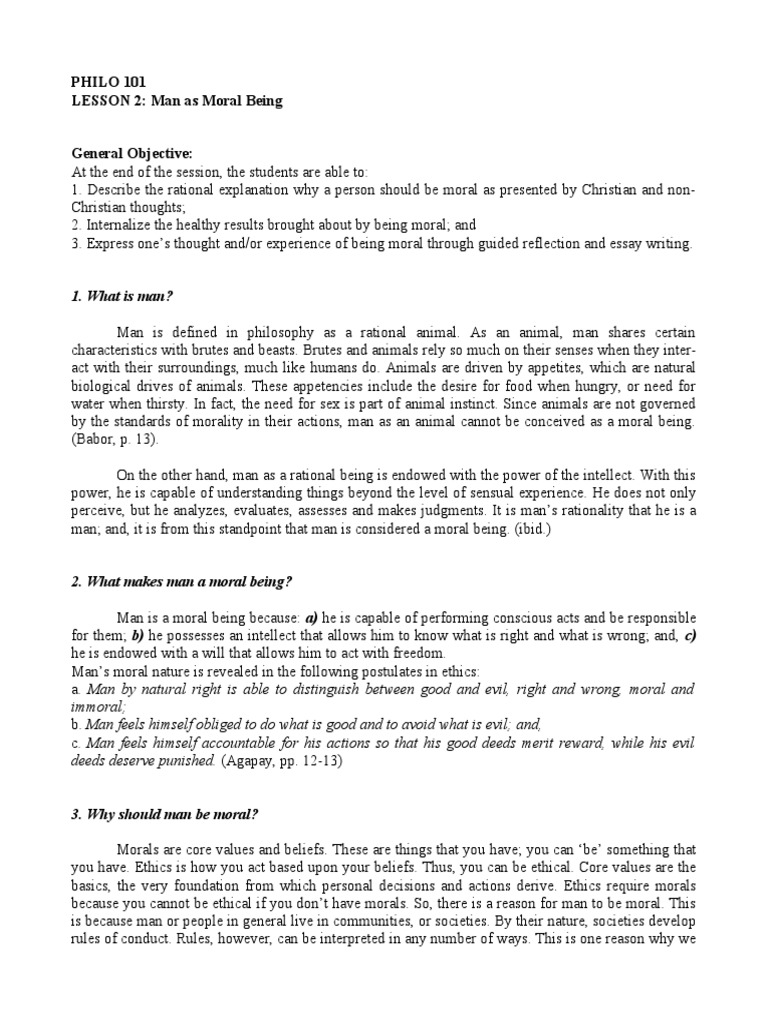 L2 - a moral being | PDF | Morality | Evil