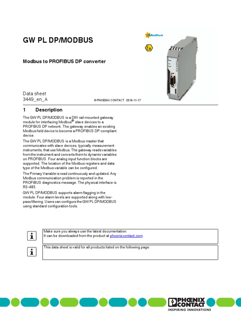 GW PL Dp/Modbus | PDF | Electrical Connector | Physical Layer Protocols