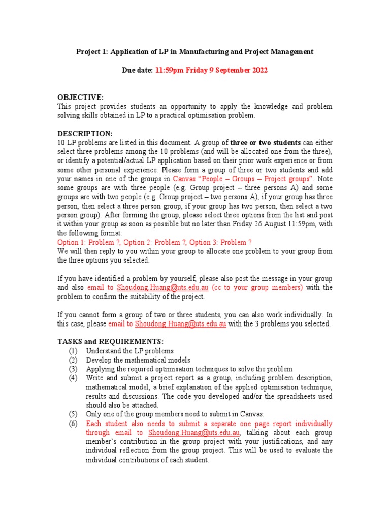 Project 1 2022 Spring | PDF | Mathematical Optimization | Overtime