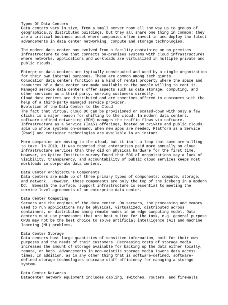 Data Centers | PDF | Cloud Computing | Data Center