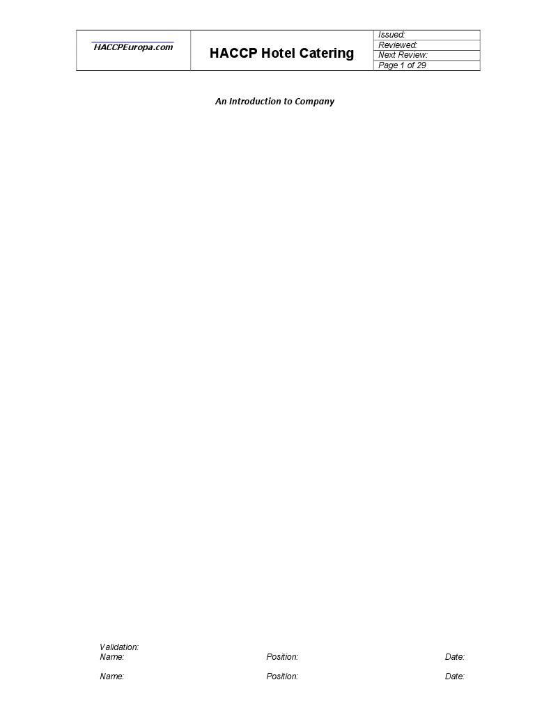 HACCP Hotel Catering | PDF | Hazard Analysis And Critical Control ...