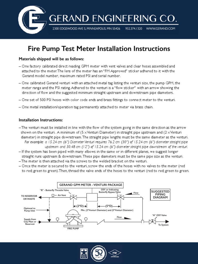 Fire Pump Test Meter Guide | PDF | Pipe (Fluid Conveyance) | Valve