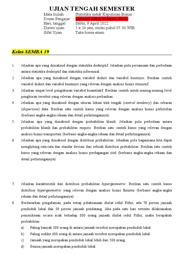 Kumpulan Soal SBD SEMBA | PDF