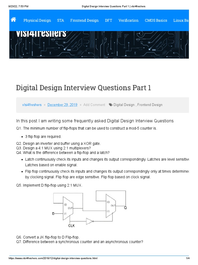 Digital Design Interview Questions Part 1 - Vlsi4freshers | PDF | Electricity | Information And ...