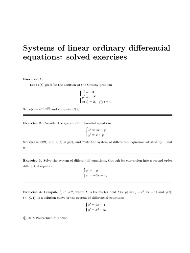 Diff Eq Solved Ex | PDF | Eigenvalues And Eigenvectors | System Of ...