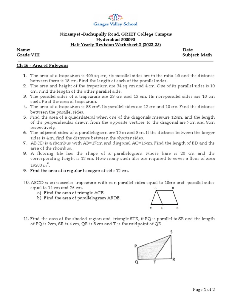 Area of Polygons, Surface Area and Volume, Visualising Solid Shapes | PDF | Area | Geometric Objects