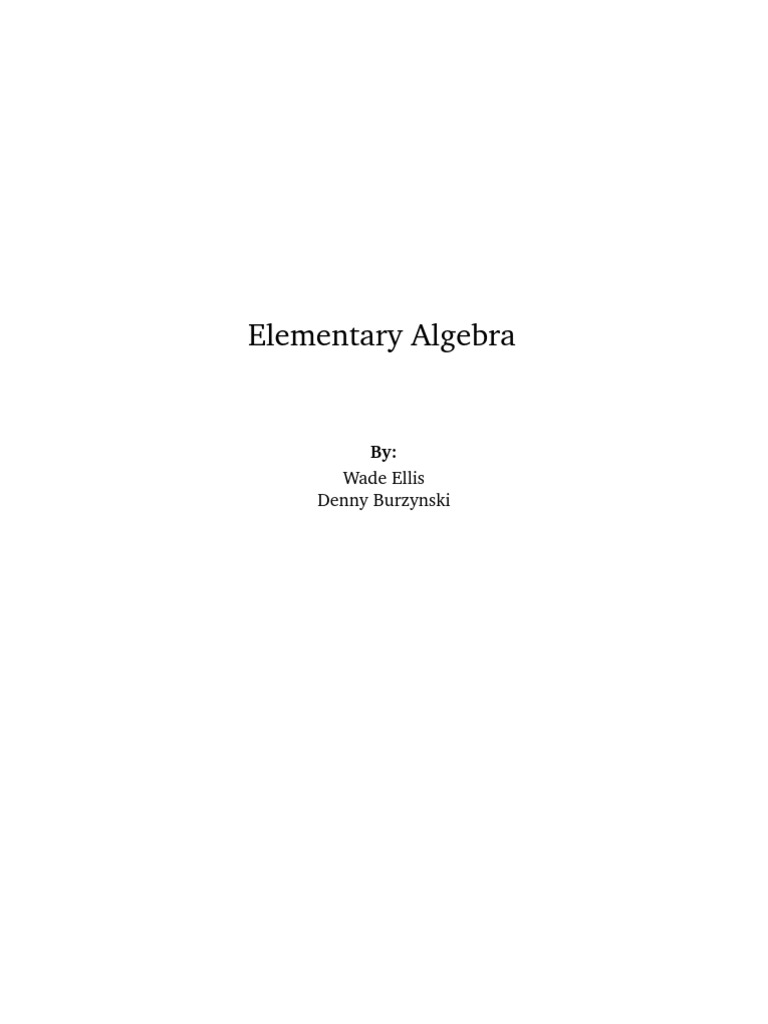 Elementary Algebra | PDF
