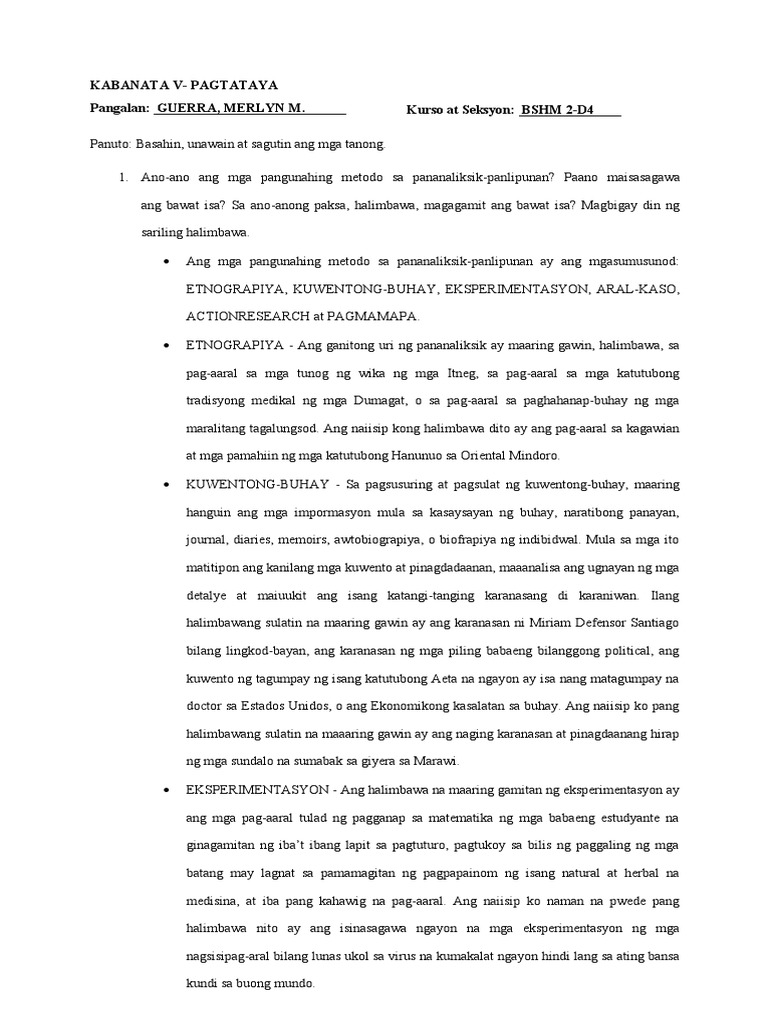 Kabanata V - Pagtataya | PDF