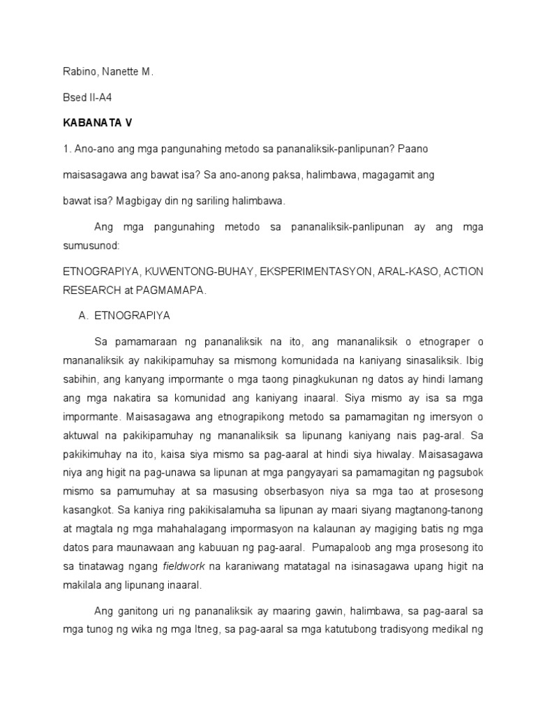 Kabanata V Sagot | PDF