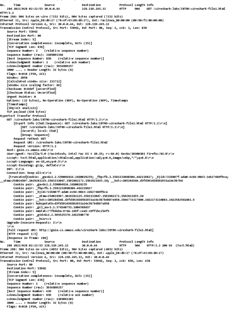 Wireshark 1 | PDF | Transmission Control Protocol | Hypertext Transfer Protocol