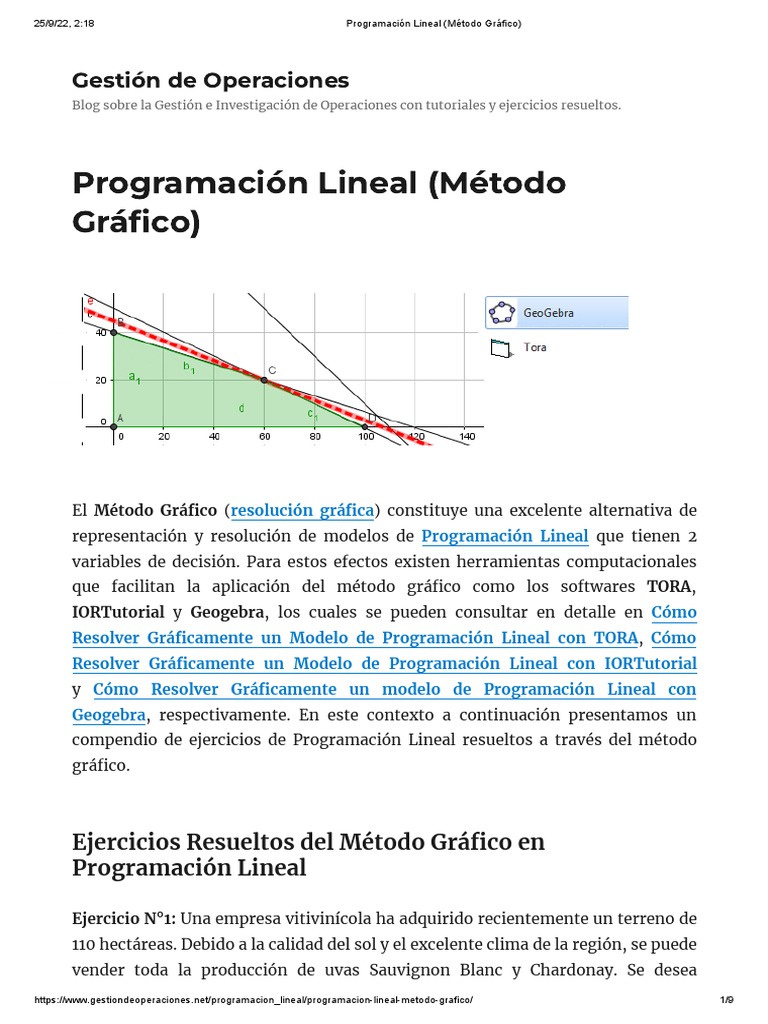 Programación Lineal (Método Gráfico) | PDF | Programación lineal ...
