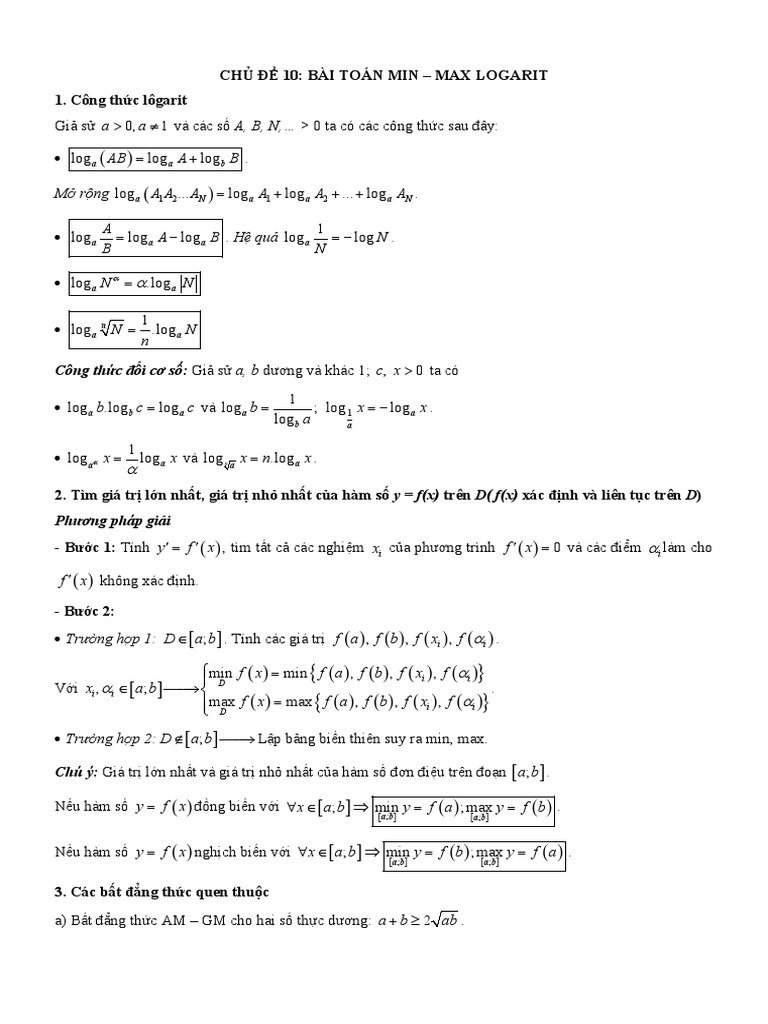 Bai Toan Min Max Mu Va Logarit | PDF