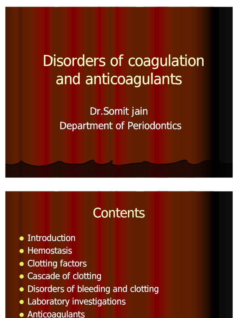 Hemostasis, Clotting Disorder and Anticoagulants | Download Free PDF ...