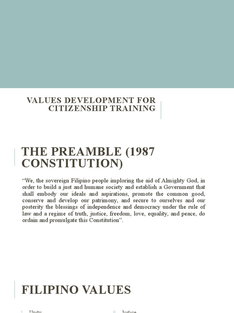 Values for Good Citizenship Training | PDF | Philippines | Happiness