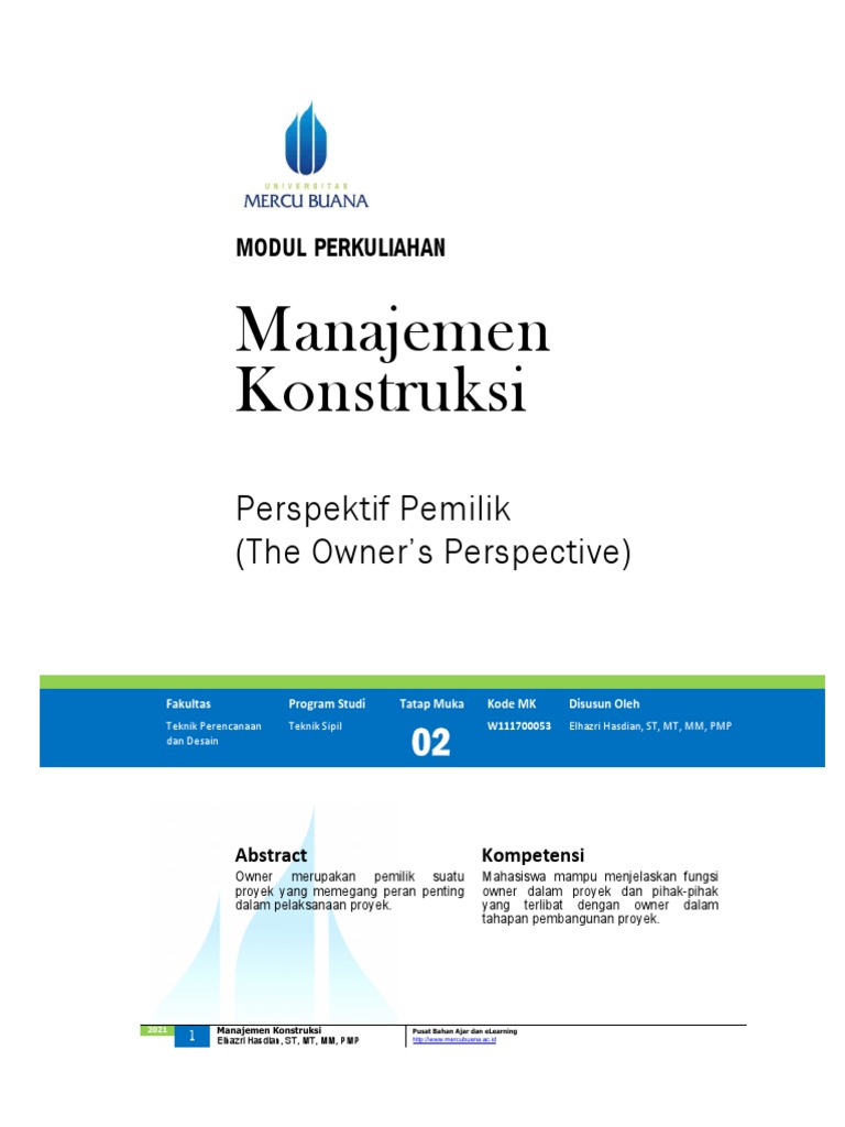 Modul2 Manajemen Konstruksi Elhazri | PDF | Seni
