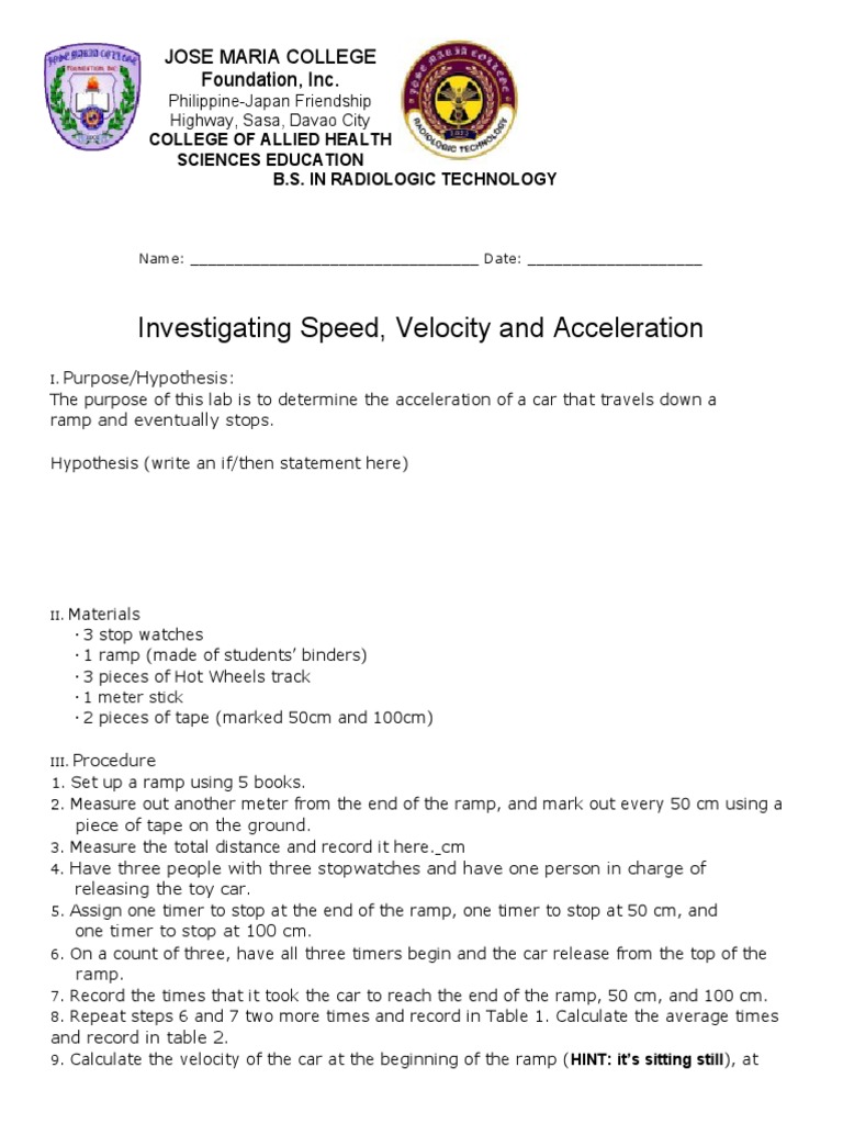 Physics Lab 1 | PDF | Velocity | Metrology