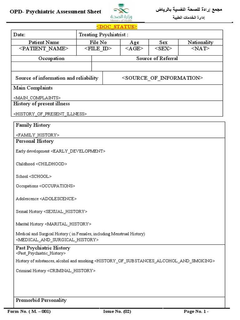 OPD Sheet | PDF | Psychiatry | Mental Disorder