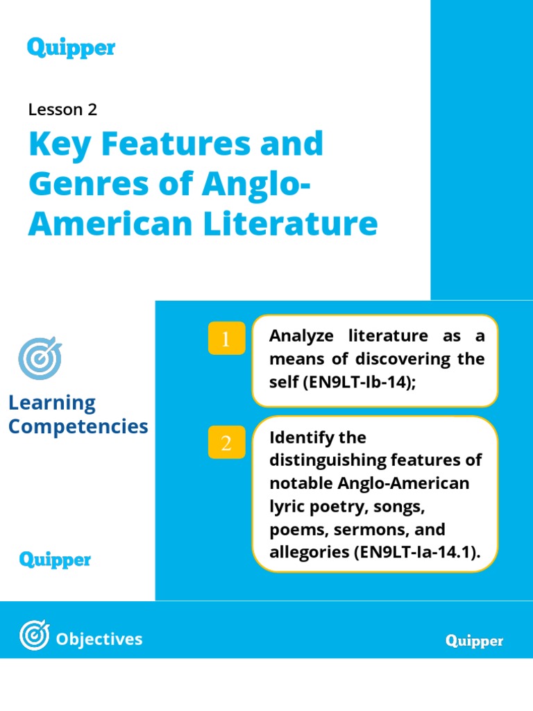 English 9 - Unit 1 - Lesson 2 - Features of Anglo American Literature ...