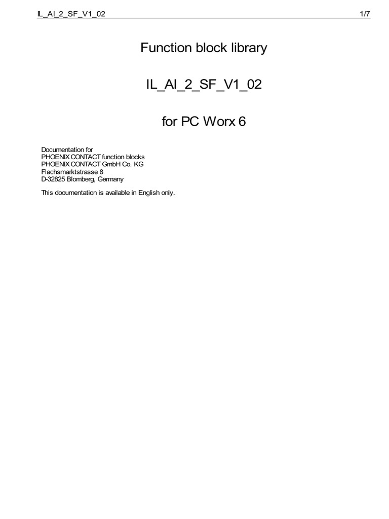 Function Block Library: IL - AI - 2 - SF - V1 - 02 1/7 | PDF | Parameter (Computer Programming ...