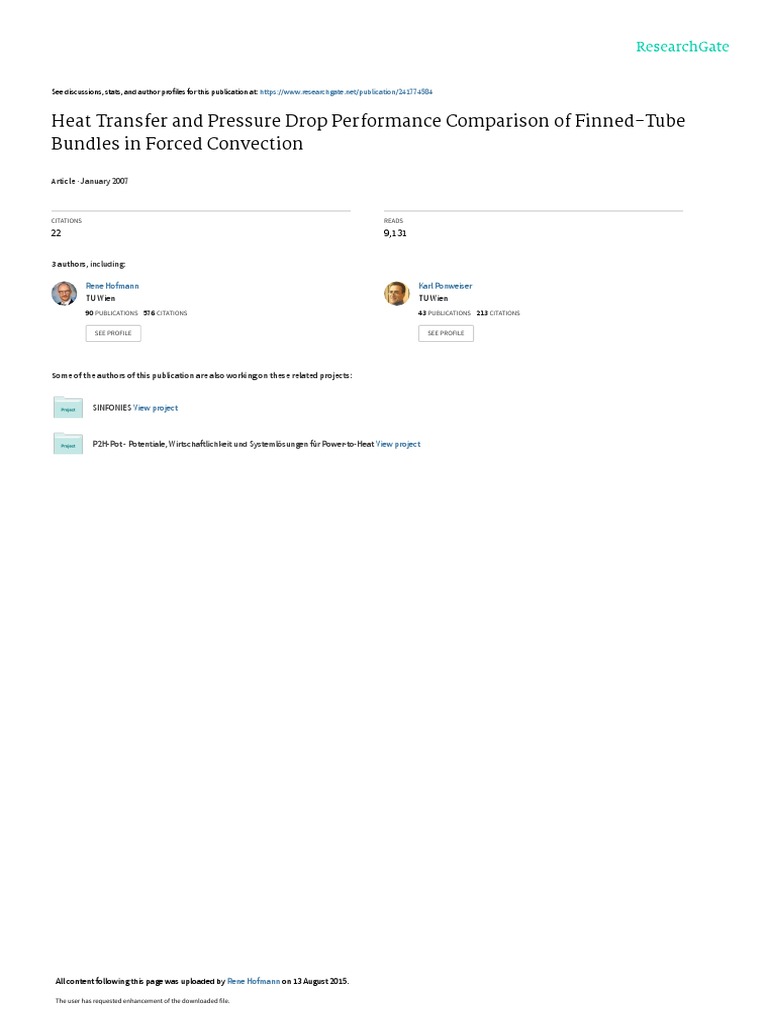 Heat Transfer and Pressure Drop Performance Comparison | PDF | Heat ...