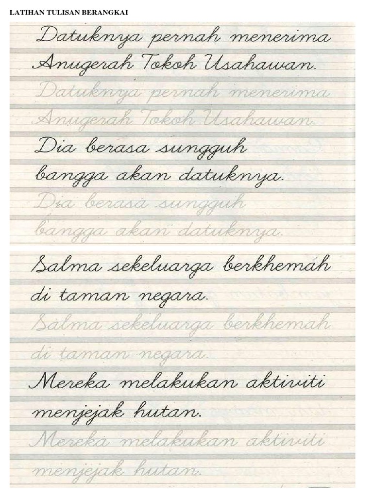 Latihan Tulisan Berangkai | PDF