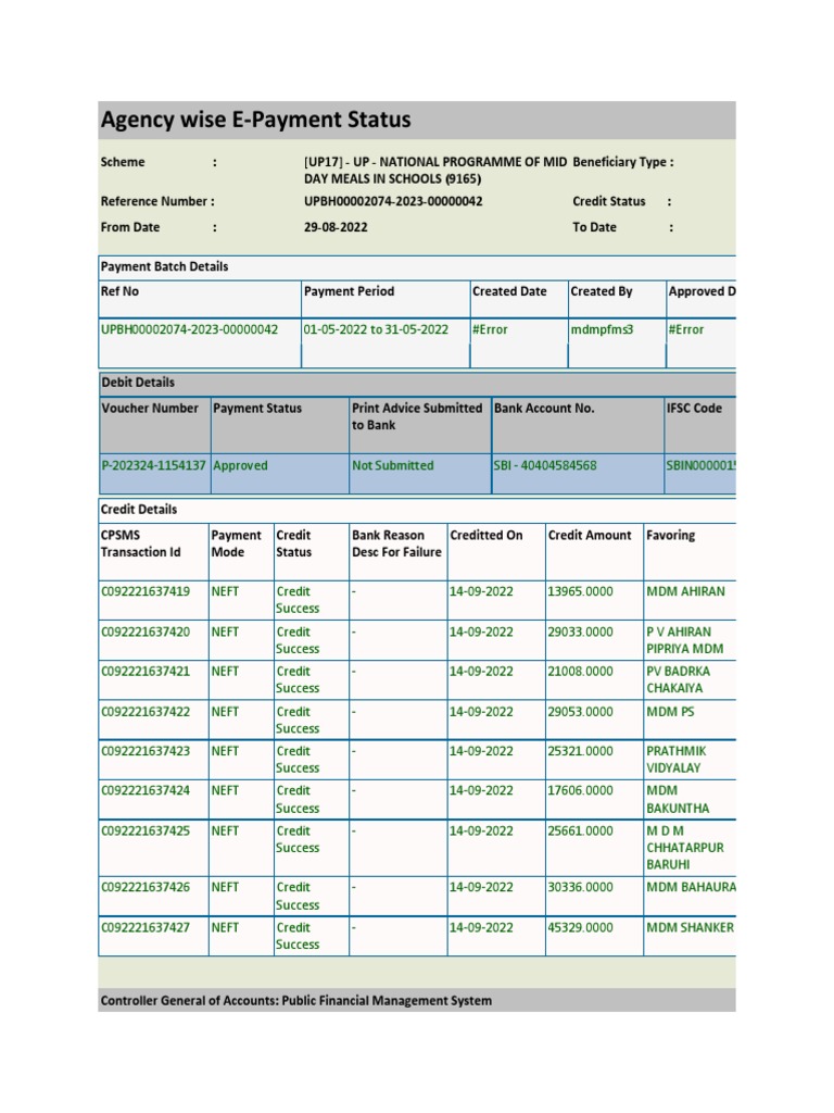 Ps CC April To July 22 Pfms Download | PDF | Debit Card | Banks