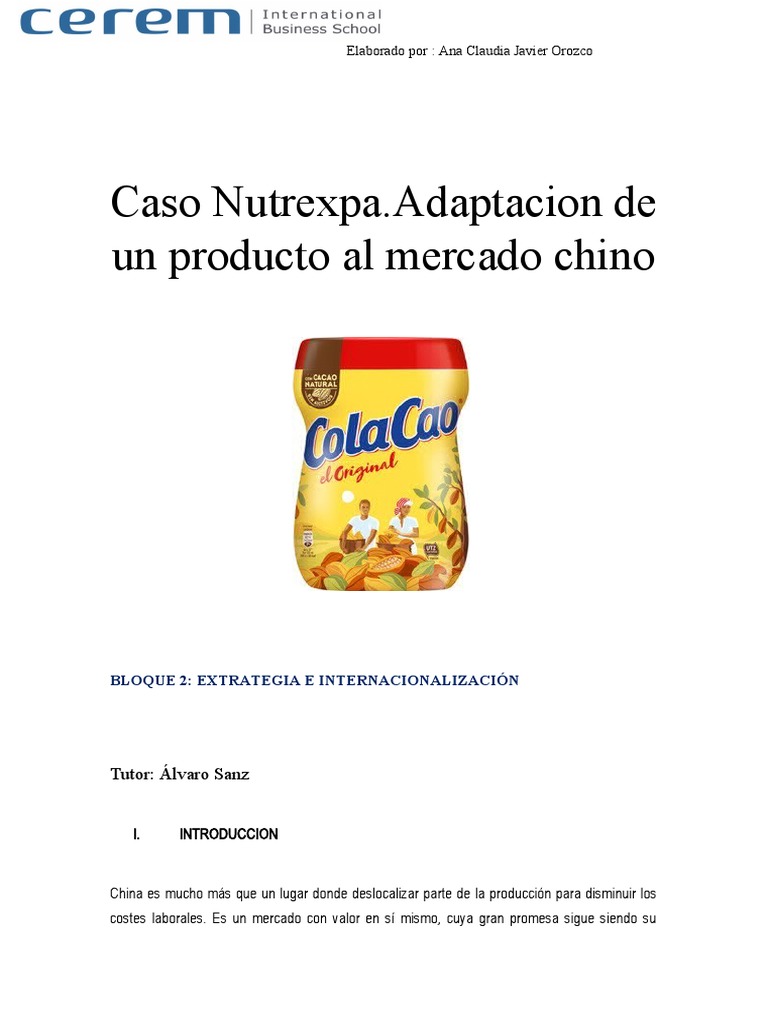 Nutrexpa y Cola Cao en el mercado chino | PDF | Leche | China