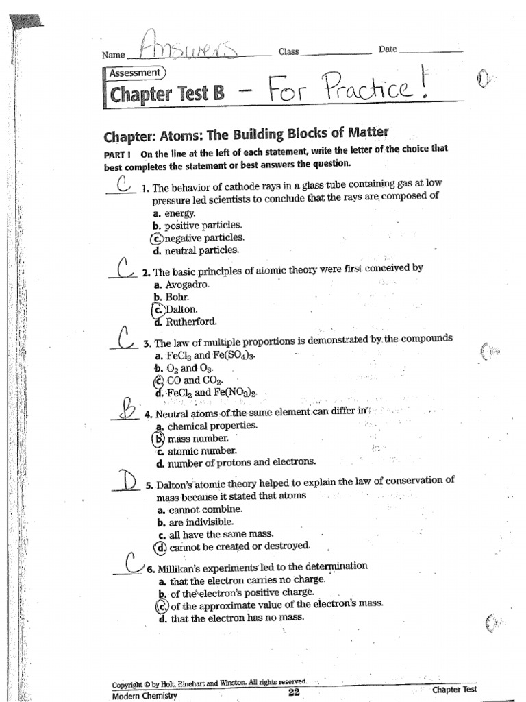 Practice Test Answers For Chapter 3 | PDF