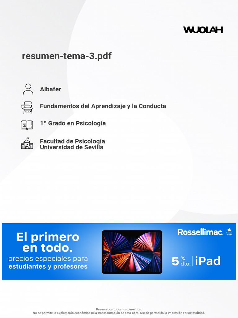 Wuolah Free Resumen Tema 3 | PDF | Aprendizaje | Sicología
