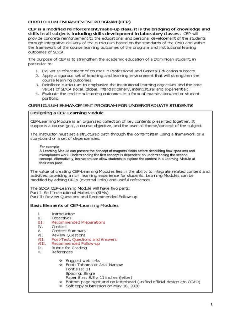 Curriculum Enhancement Program | PDF | Curriculum | Learning