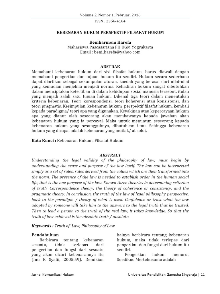 View of KEBENARAN HUKUM PERSPEKTIF FILSAFAT HUKUM | PDF