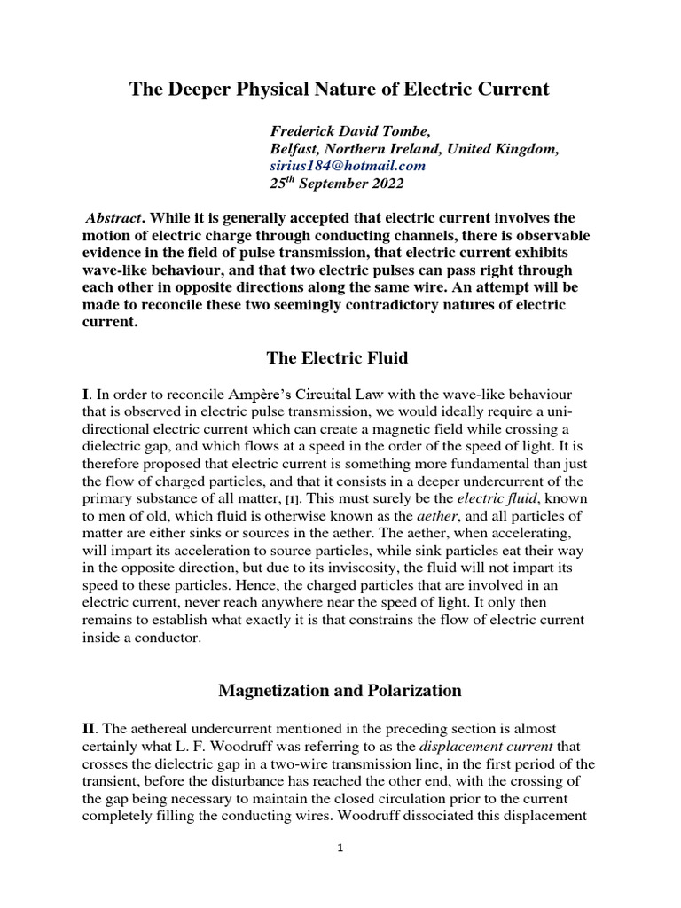 The Deeper Physical Nature of Electric Current | PDF | Electric Field ...