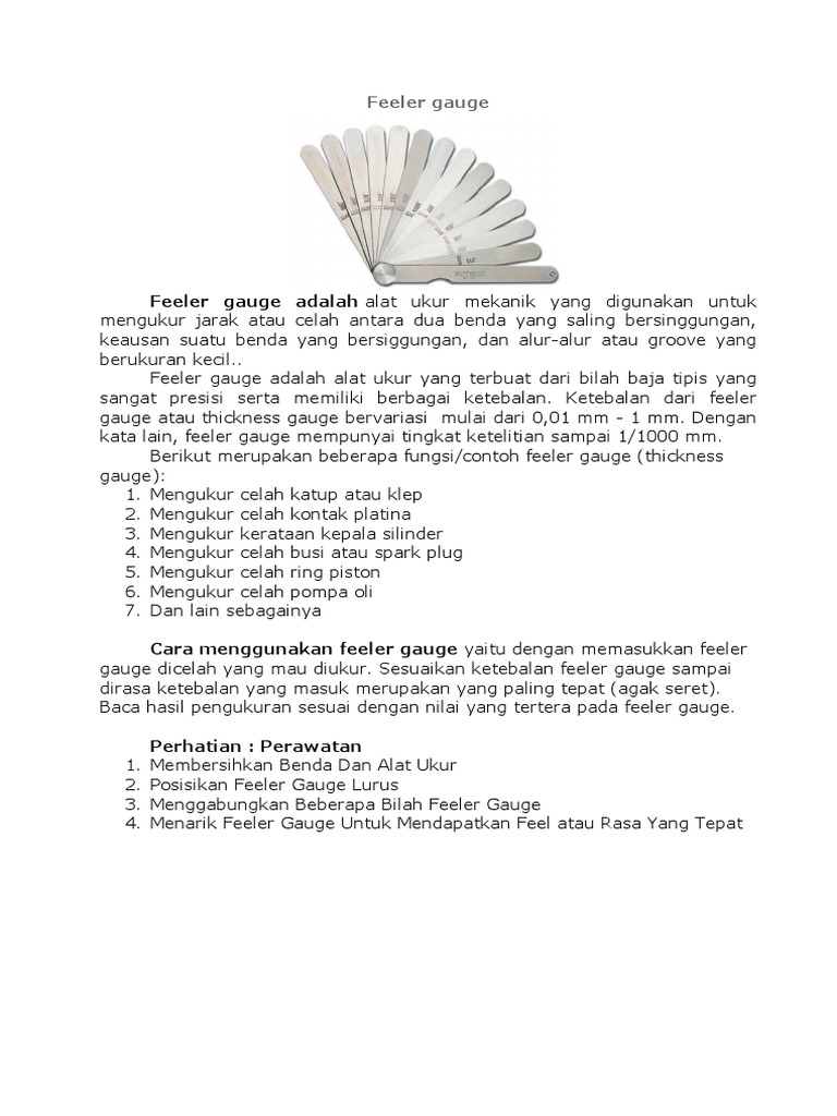Feeler Gauge dan Mikrometer Sekrup | PDF