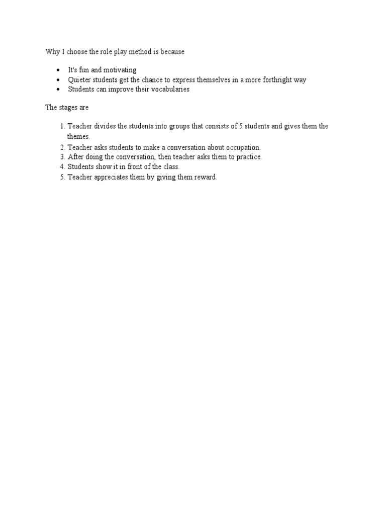 Why I Choose The Role Play Method Is Because | PDF
