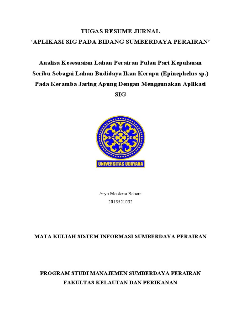 Template Tugas Resume Jurnal - Aplikasi SIG Di SDP | PDF
