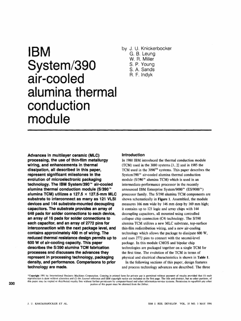 IBM System_390 air-cooled alumina thermal conduction module | PDF ...
