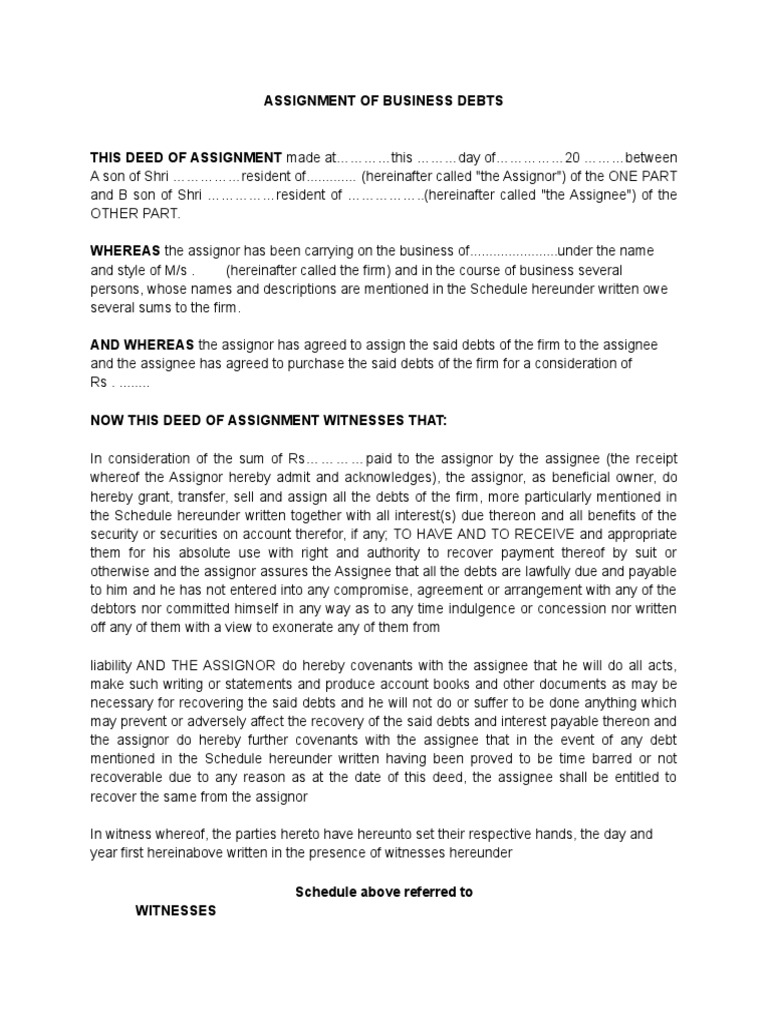 Assignment of Business Debts | PDF | Assignment (Law) | Property Law