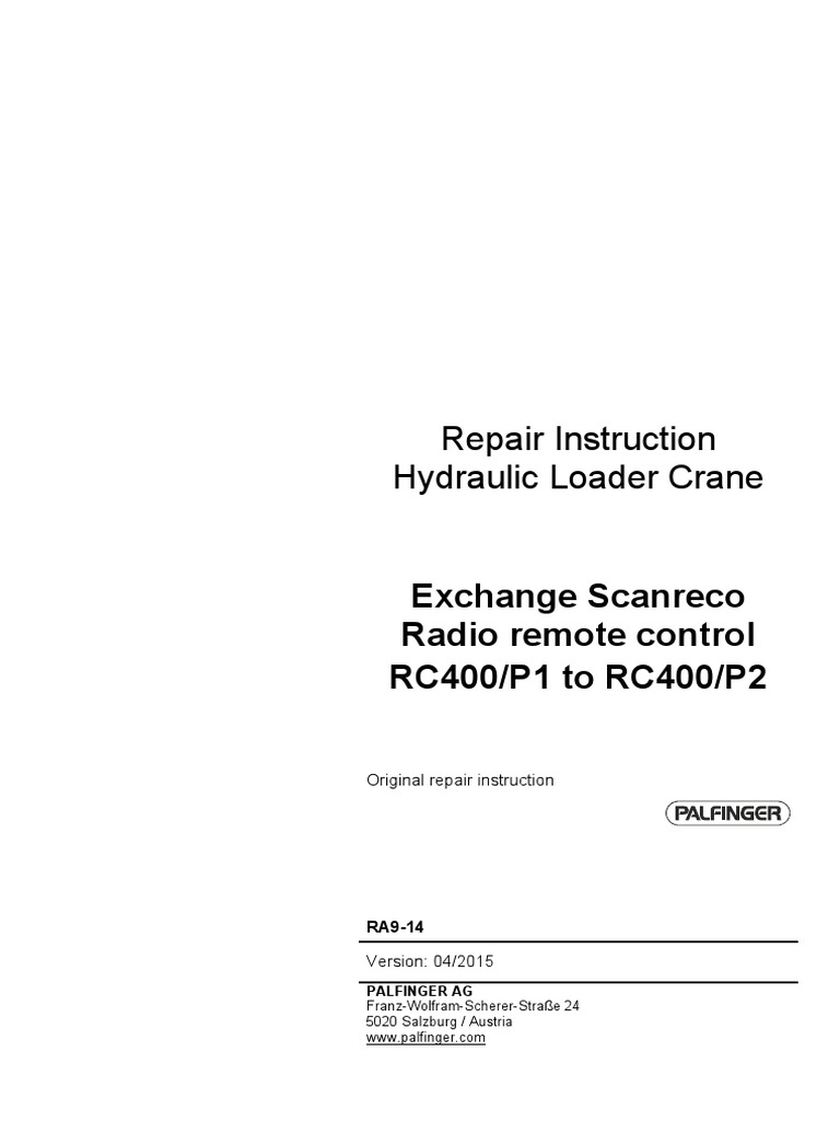 Repair Instruction Hydraulic Loader Crane: Exchange Scanreco Radio ...
