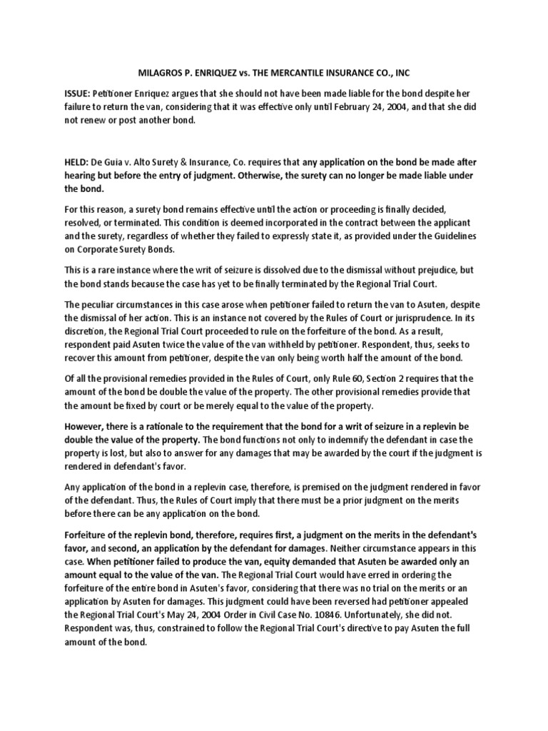 Enriquez Case Digest | PDF | Judgment (Law) | Bail