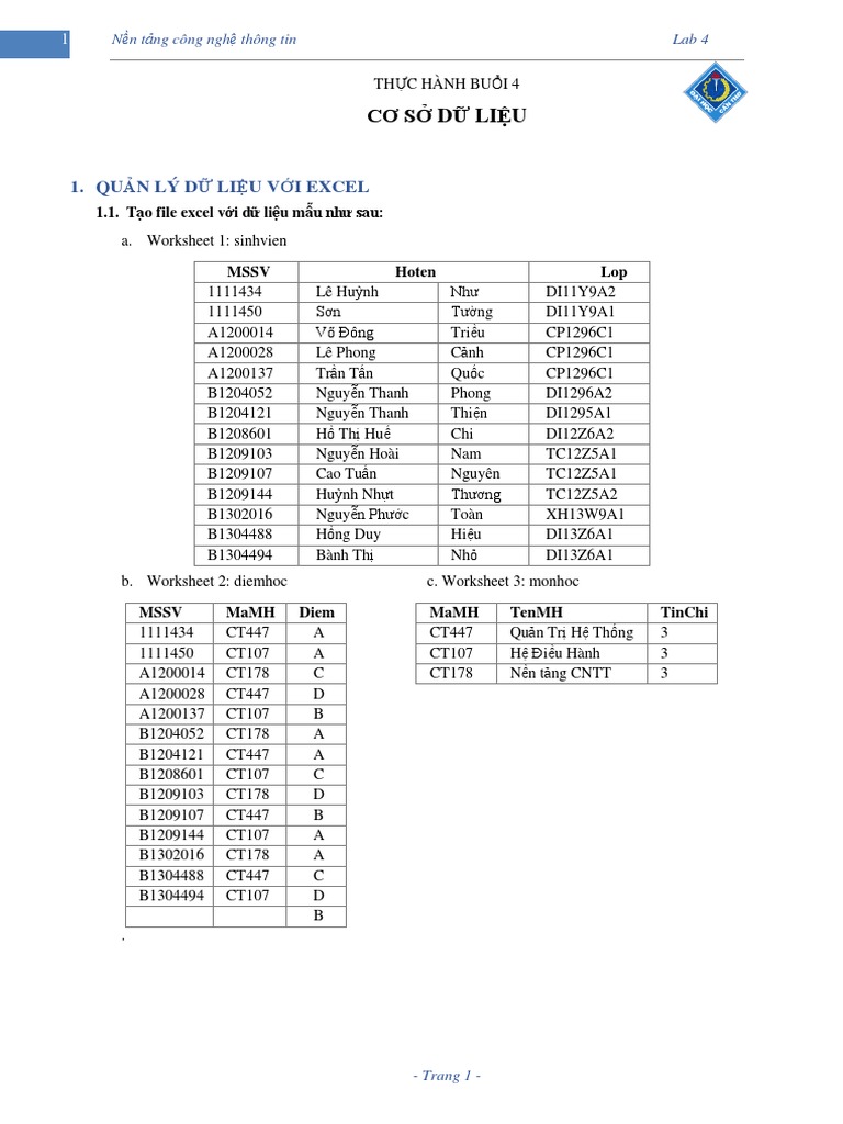 Lab4 Database (4) Huong Dan | PDF Lab4 Database (4) Huong Dan | PDF