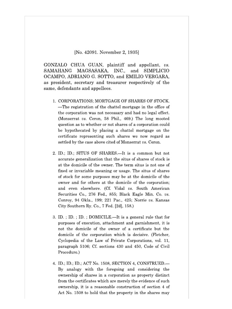 Chua Guan vs. Samahang Magsasaka | PDF