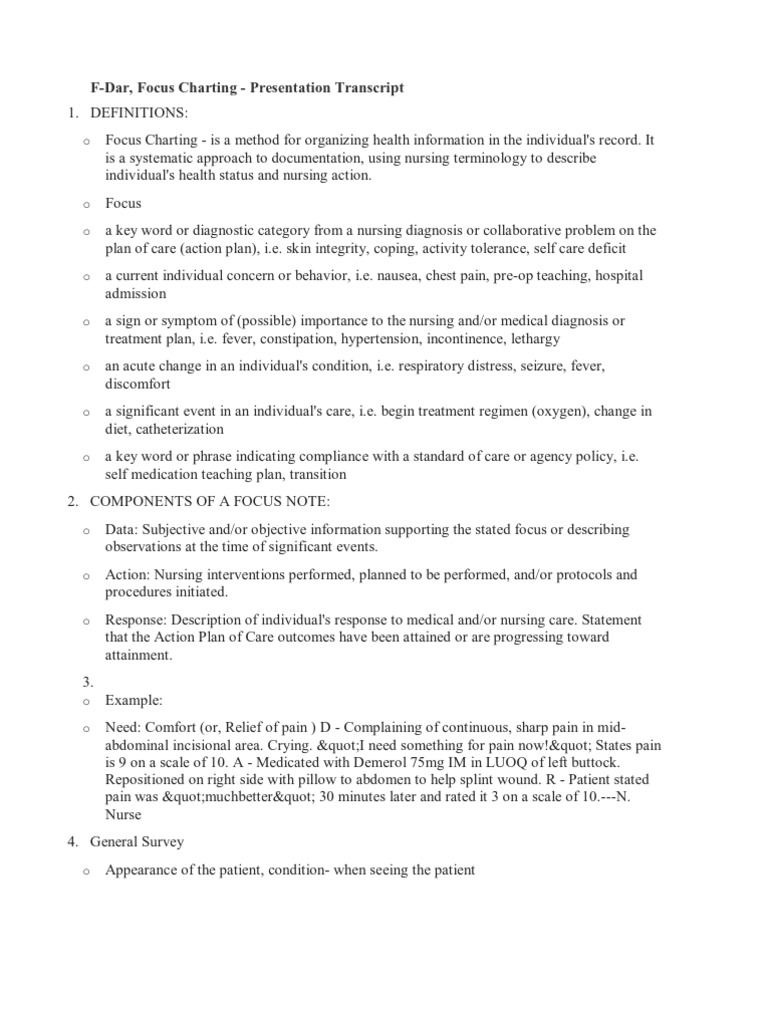 fdar | Medical Diagnosis | Pain