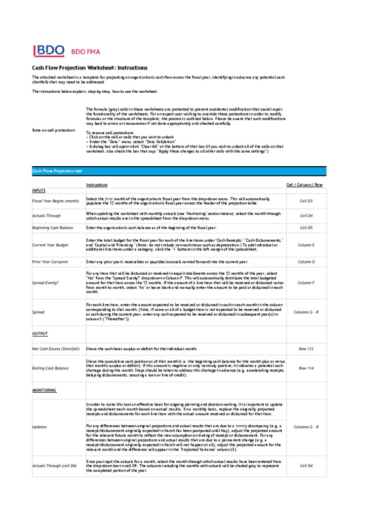 BDO NPO Projections Template | PDF | Government Budget Balance | Worksheet