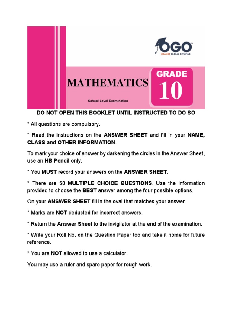 Math Grade 10 SLE Practice Paper | PDF | Circle | Geometric Shapes