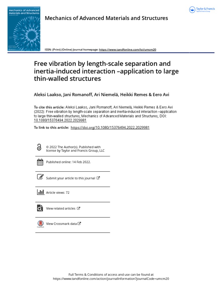 Free Vibration by Length Scale Separation and Inertia Induced Interaction Application To Large ...