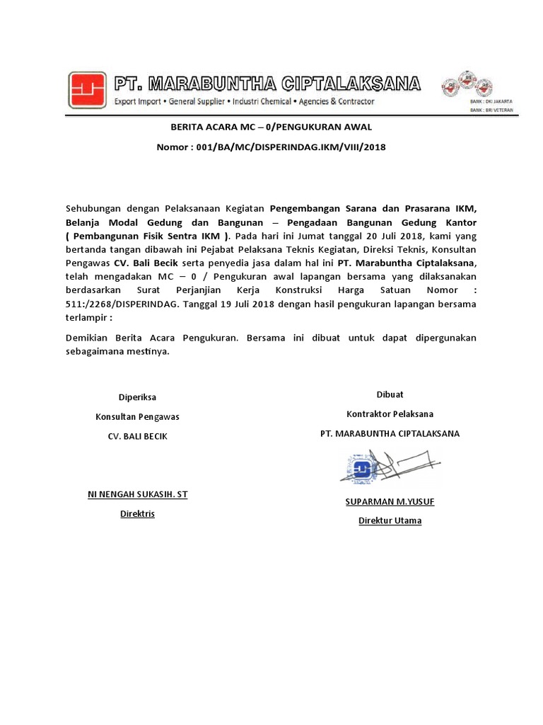 Berita Acara MC-0 Ikm | PDF