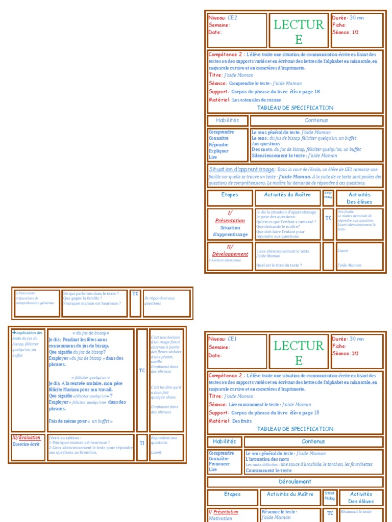 Lecture CE2 : J’aide Maman | PDF | Communication humaine | Écriture