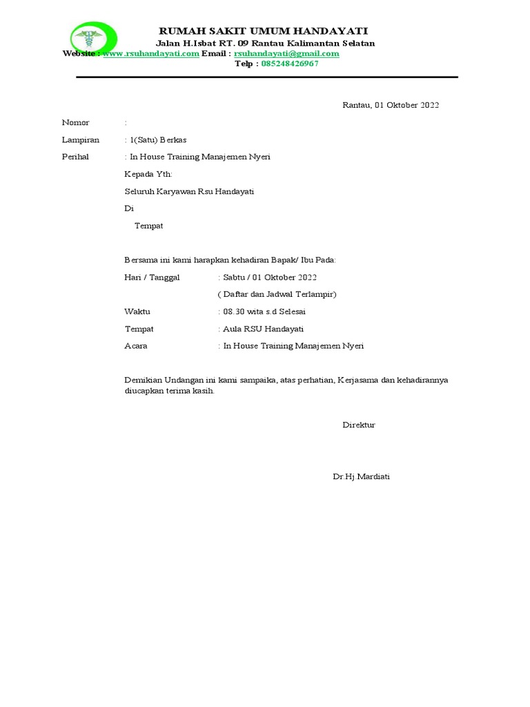 Undangan Inhouse Training KE Karyawan | PDF